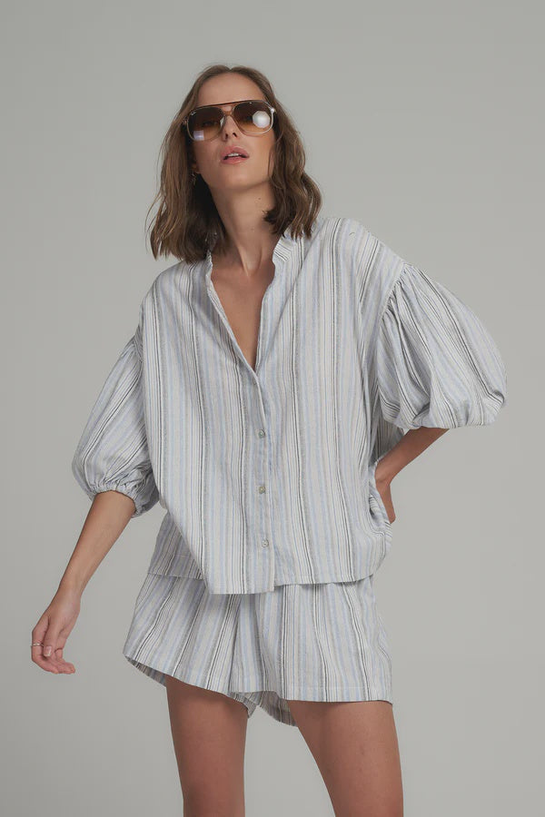 Bubble Short - Pale Blue Stripe - BOHÉME LUXE