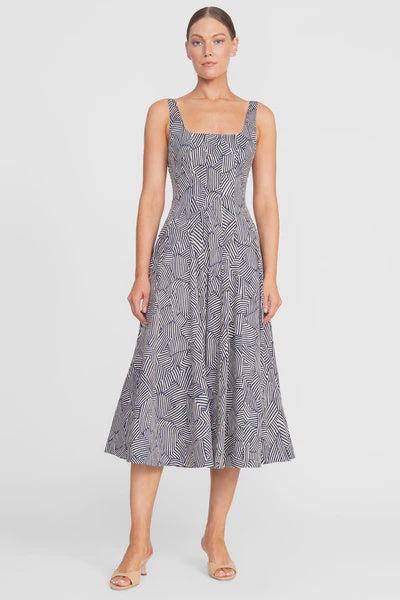Wells Dress - Navy Mosaic - BOHÉME LUXE